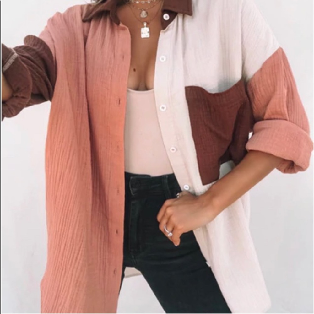 Cindy Cotton Colorblock Top - Gem